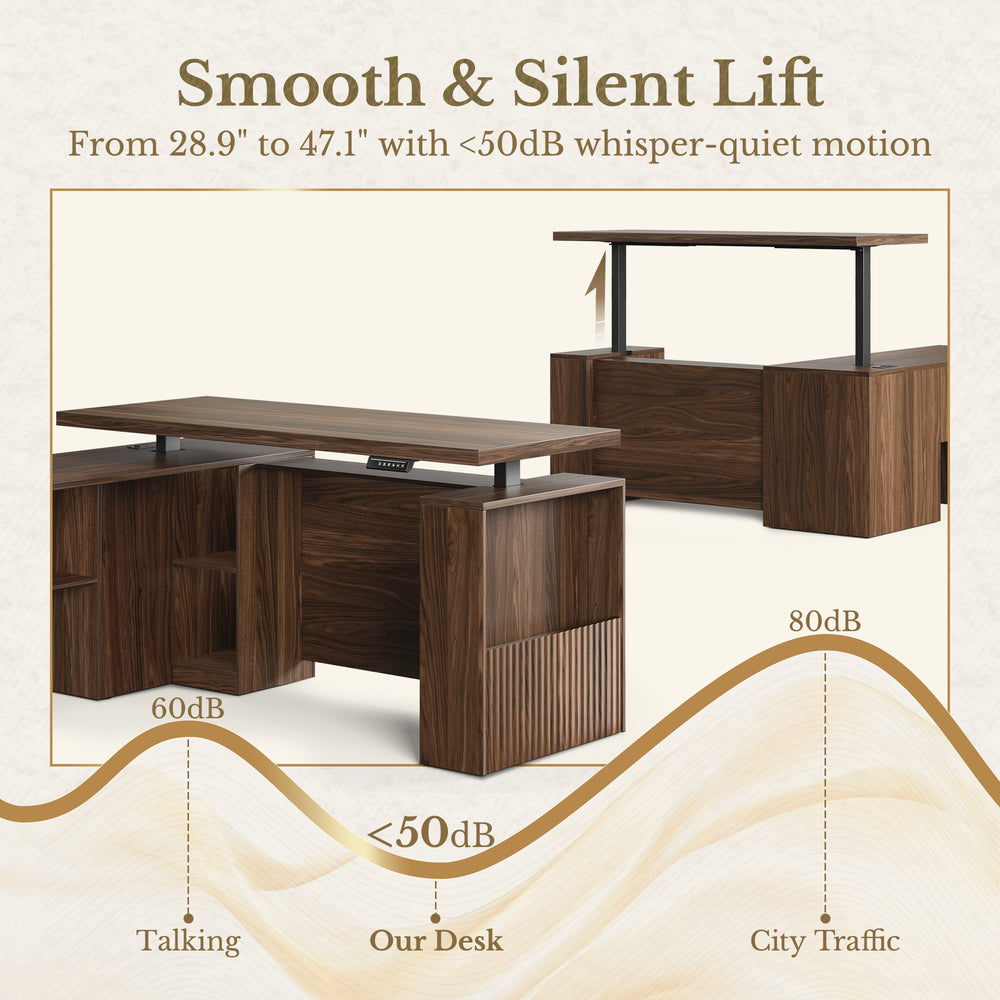 70" Premium L-Shaped Executive Standing Desk with Cabinets – HUANUO