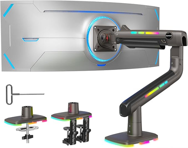 HUANUO SS43 Single Monitor Arm with RGB – Heavy-Duty Mount for 27''–49 ...