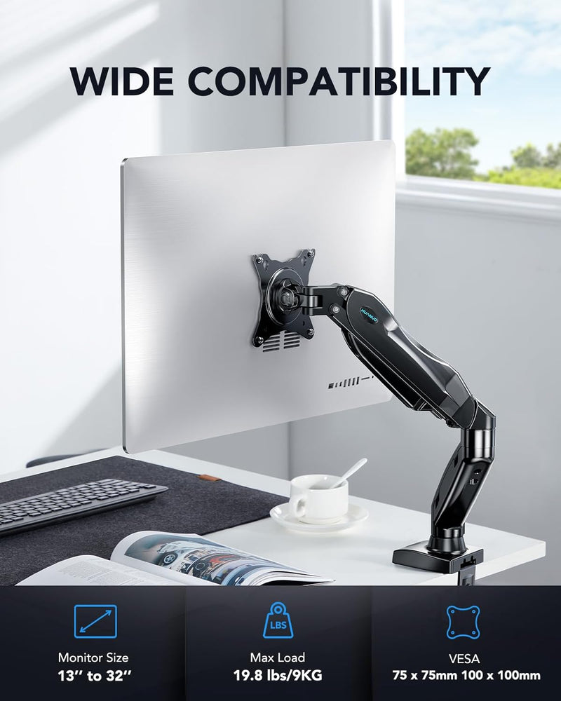 HUANUO SS6 Single Monitor Arm Mount | Full Motion Desk Mount for 13–32 ...