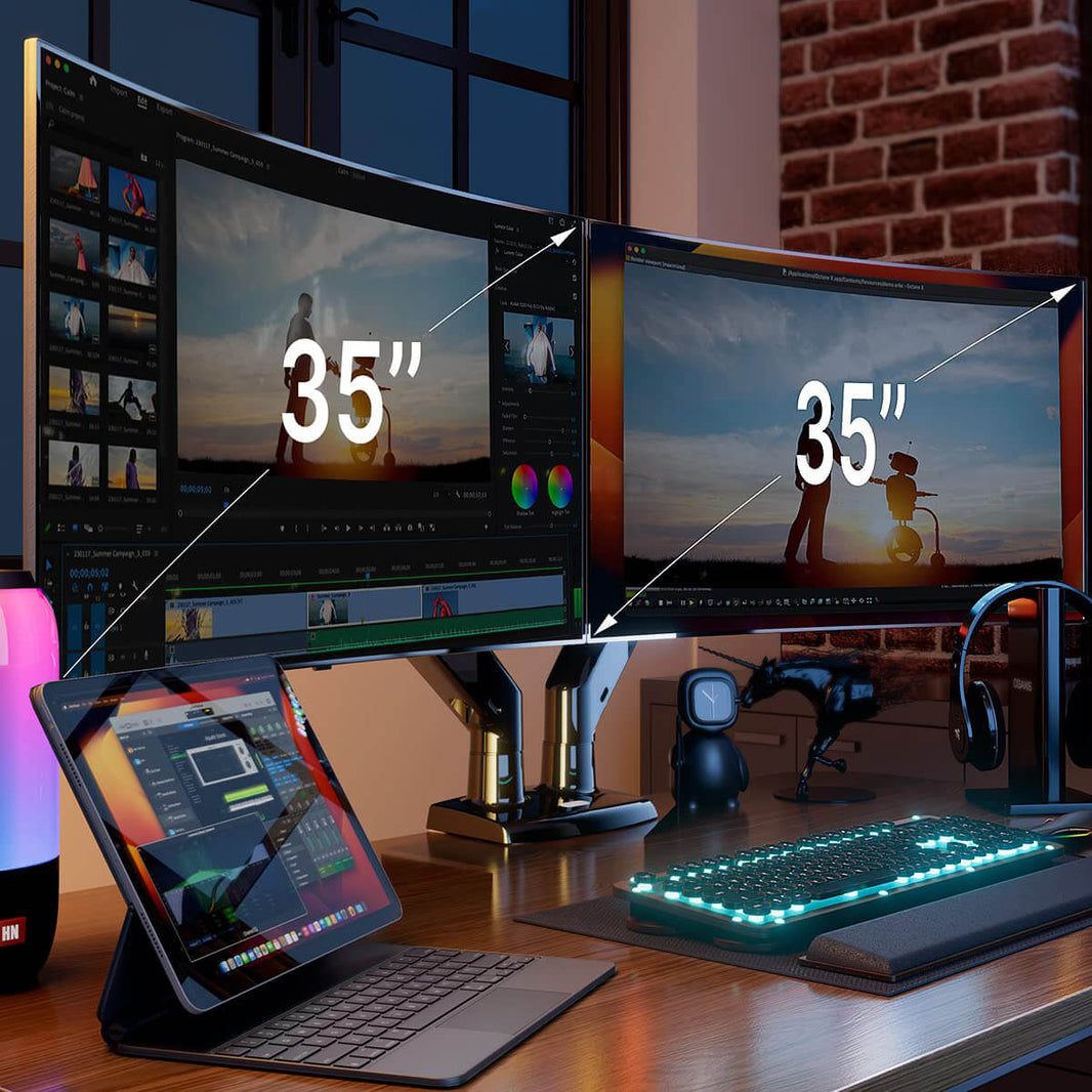 Dual Monitor Mounts | Maximize Desk Space & Comfort – HUANUO