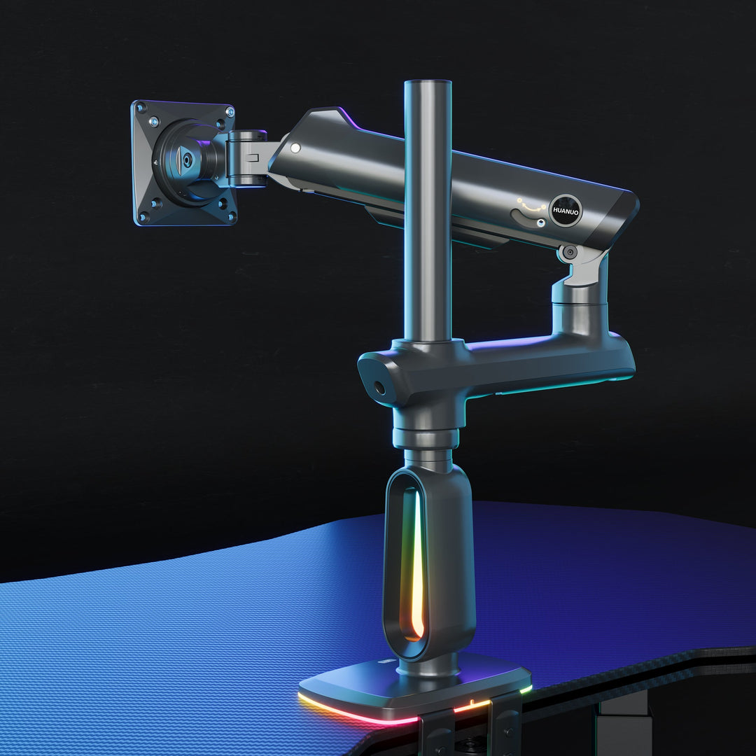 HUANUO SS43 Single Monitor Arm with RGB – Heavy-Duty Mount for 27''–49 ...